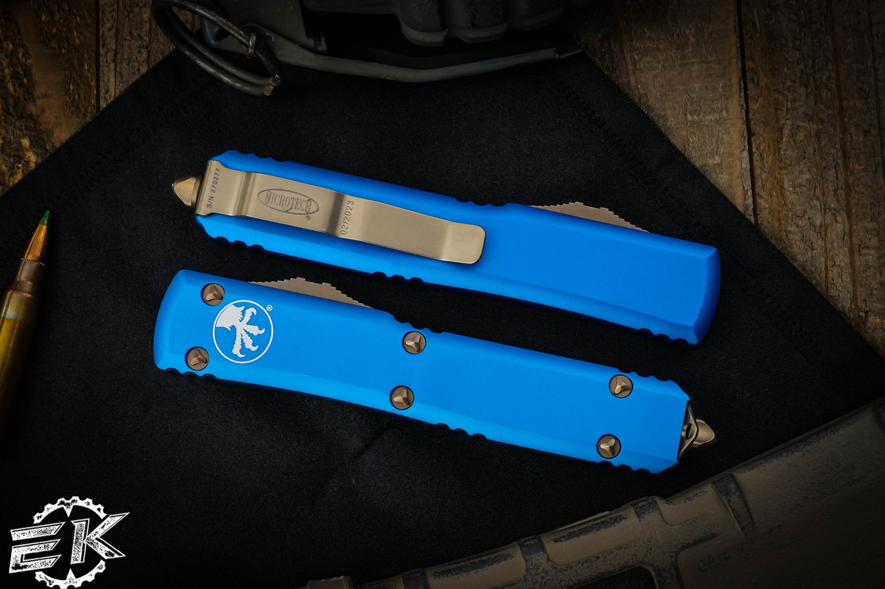 Microtech Ultratech Blue Spartan OTF Automatic Knife 3.4" Bronze 223-13BL