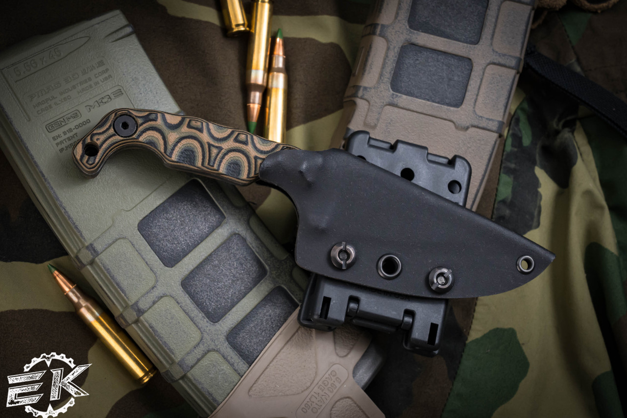 Stroup Knives MINI MOD 1 Fixed Blade Knife Camo G10 3" Acid Wash Drop Point