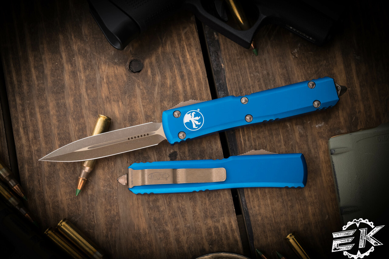 Microtech Ultratech OTF Automatic Knife Blue 3.4" Dagger Apocalyptic ...