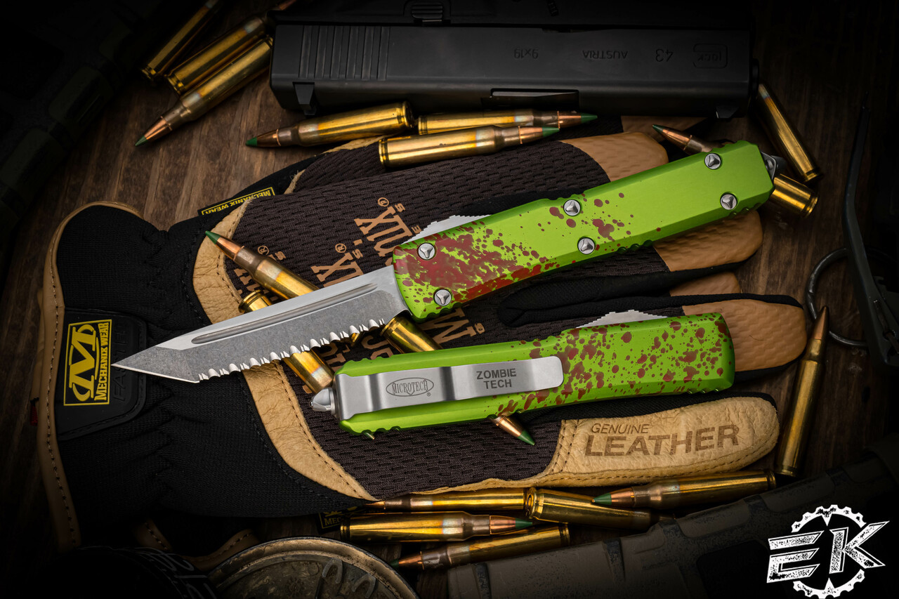 Microtech Ultratech Zombie Tech Greenred Otf Automatic Knife 34