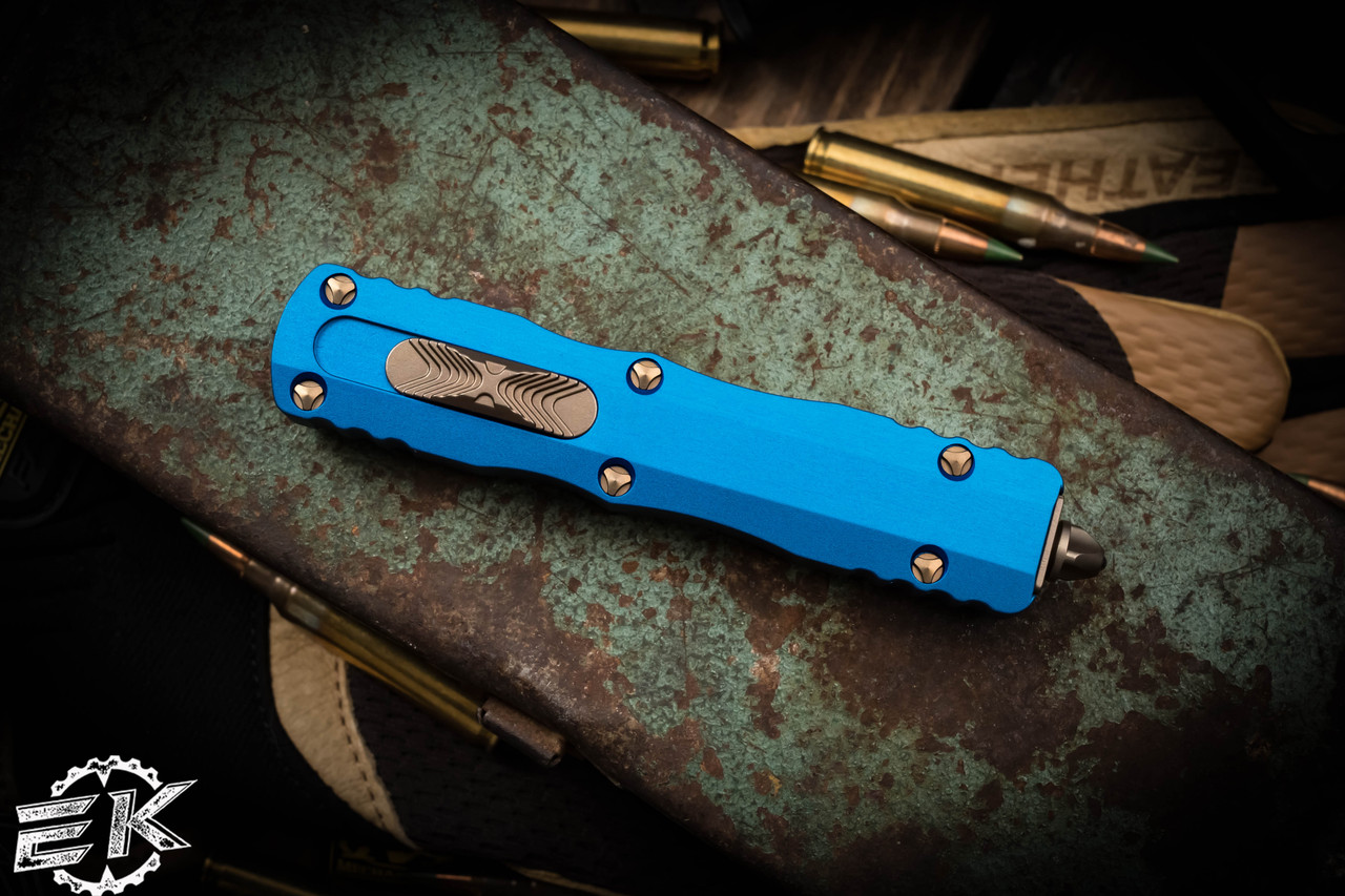 Microtech Dirac Otf Automatic Knife Blue 3 Dagger Bronze 225 13bl