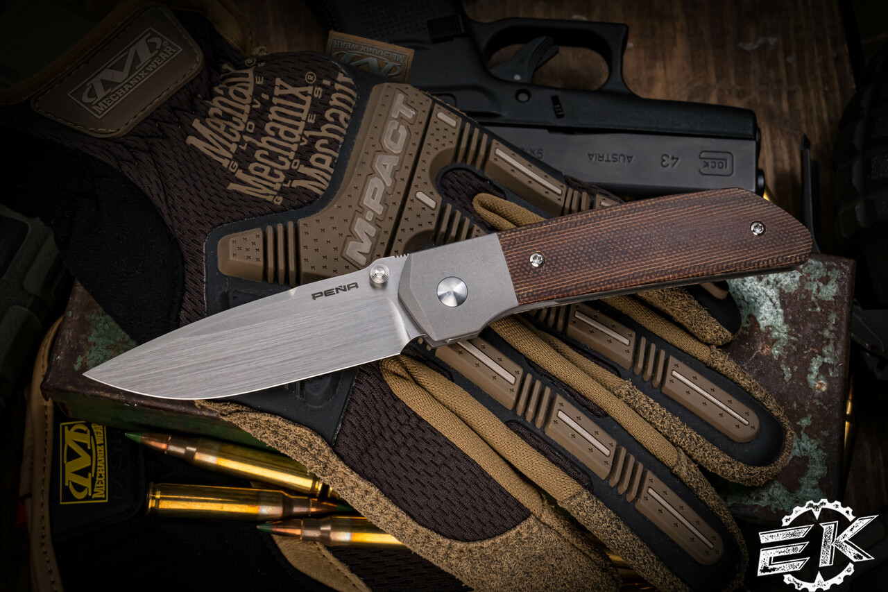 Enrique Pena Custom Mula Dark Brown Micarta DarkTi Accents 3" Hand ...