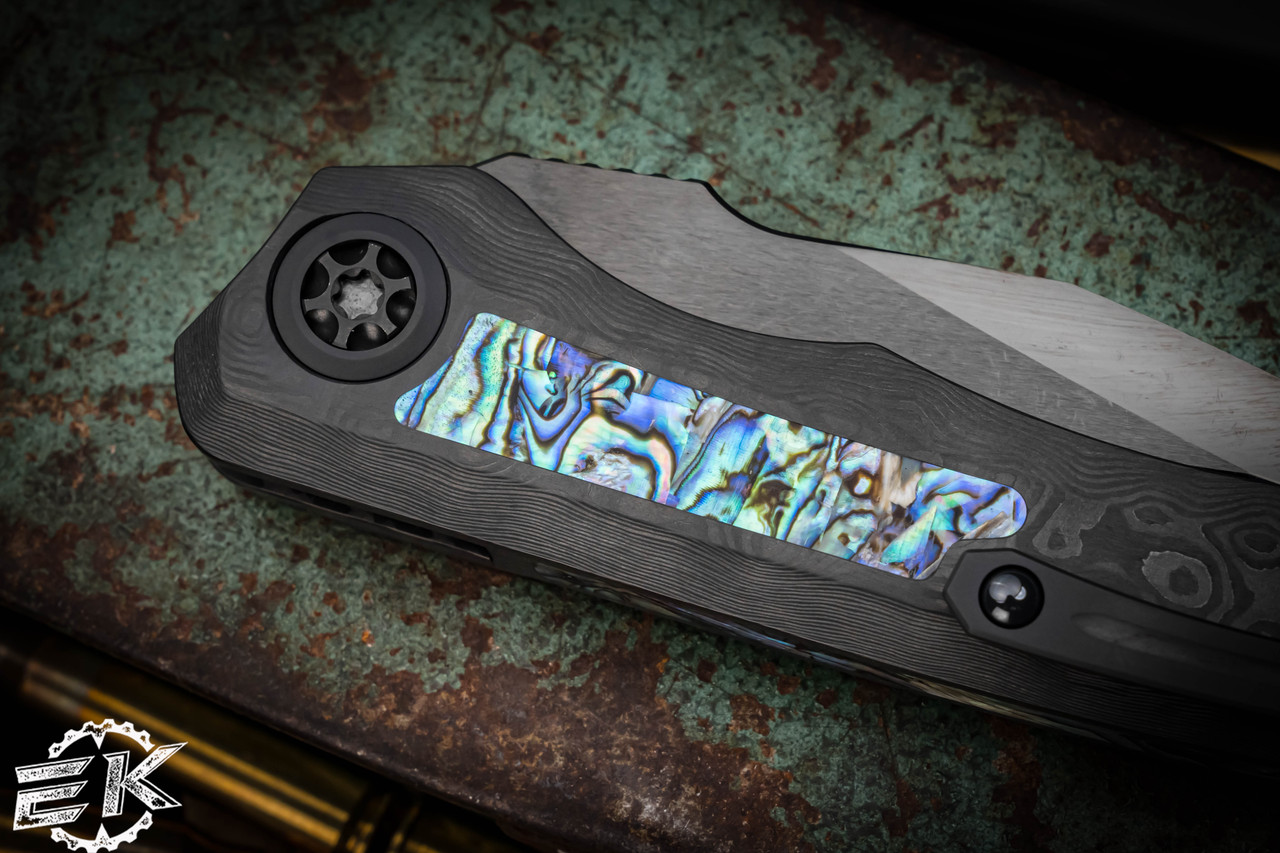Heretic Knives Custom Wraith Auto Fat Carbonabalone Inlay 36