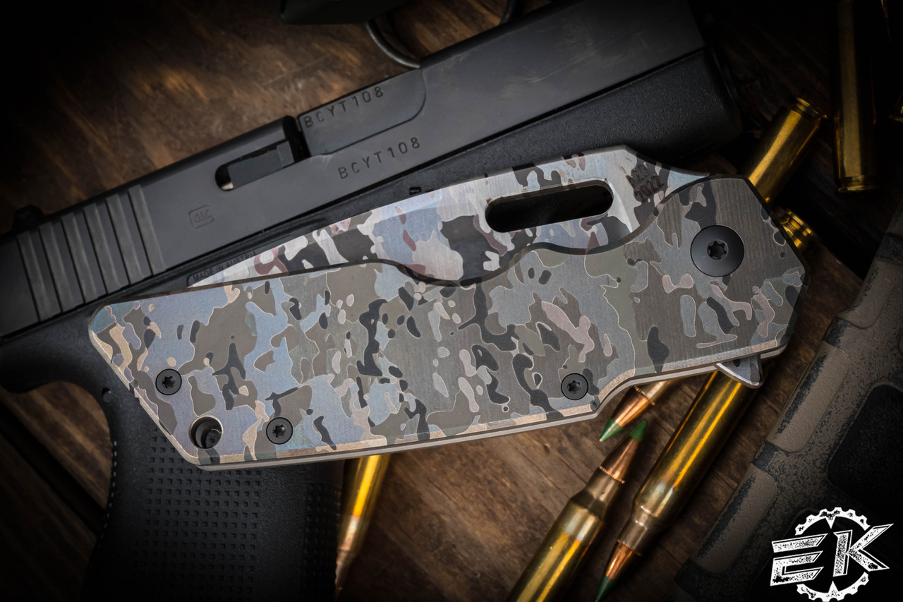 A2D Attn2Detail Mercantile Mark 1 Large Titanium Camo Pattern 4" Drop Point