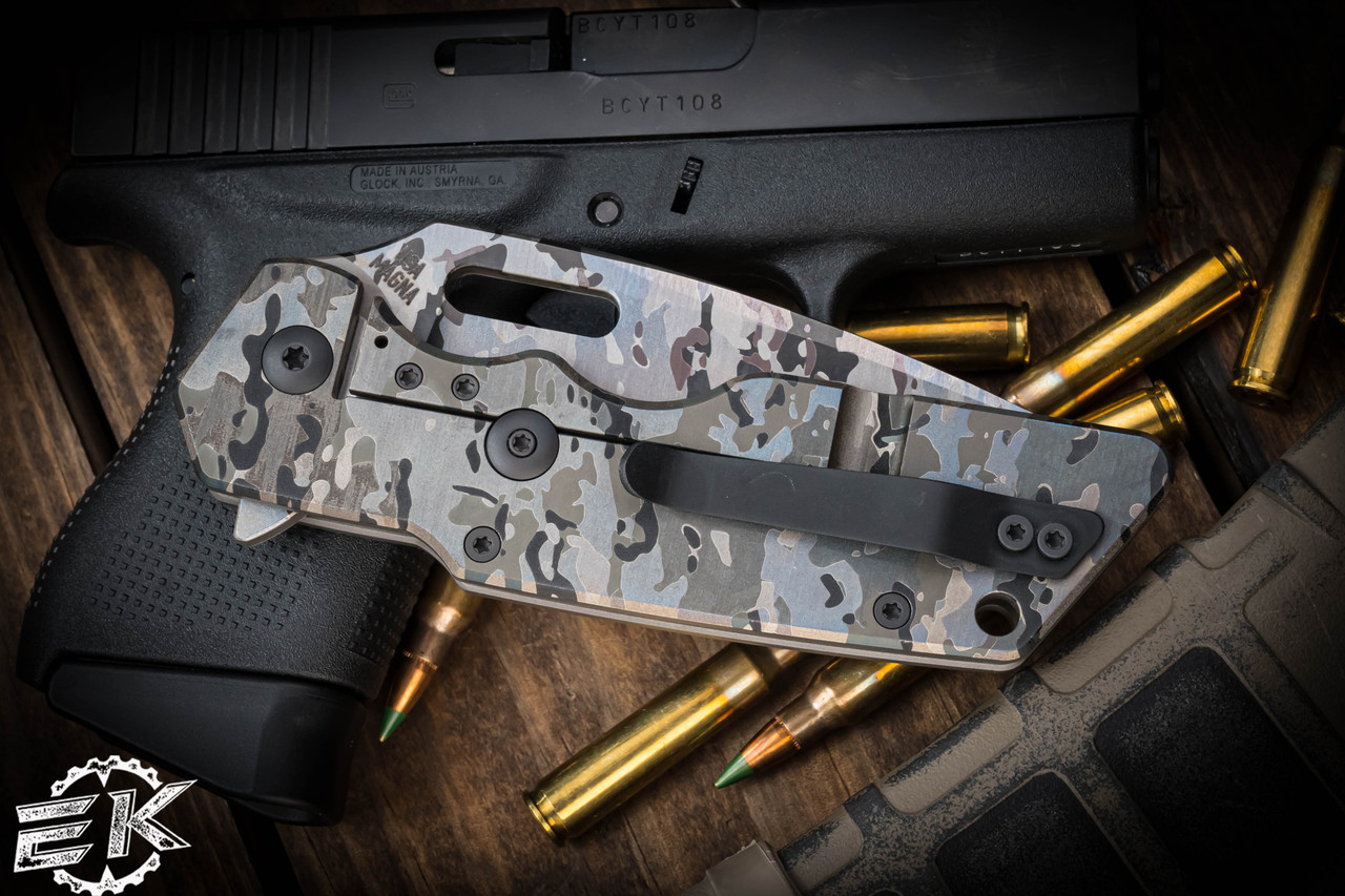 A2D Attn2Detail Mercantile Mark 1 Large Titanium Camo Pattern 4" Drop Point