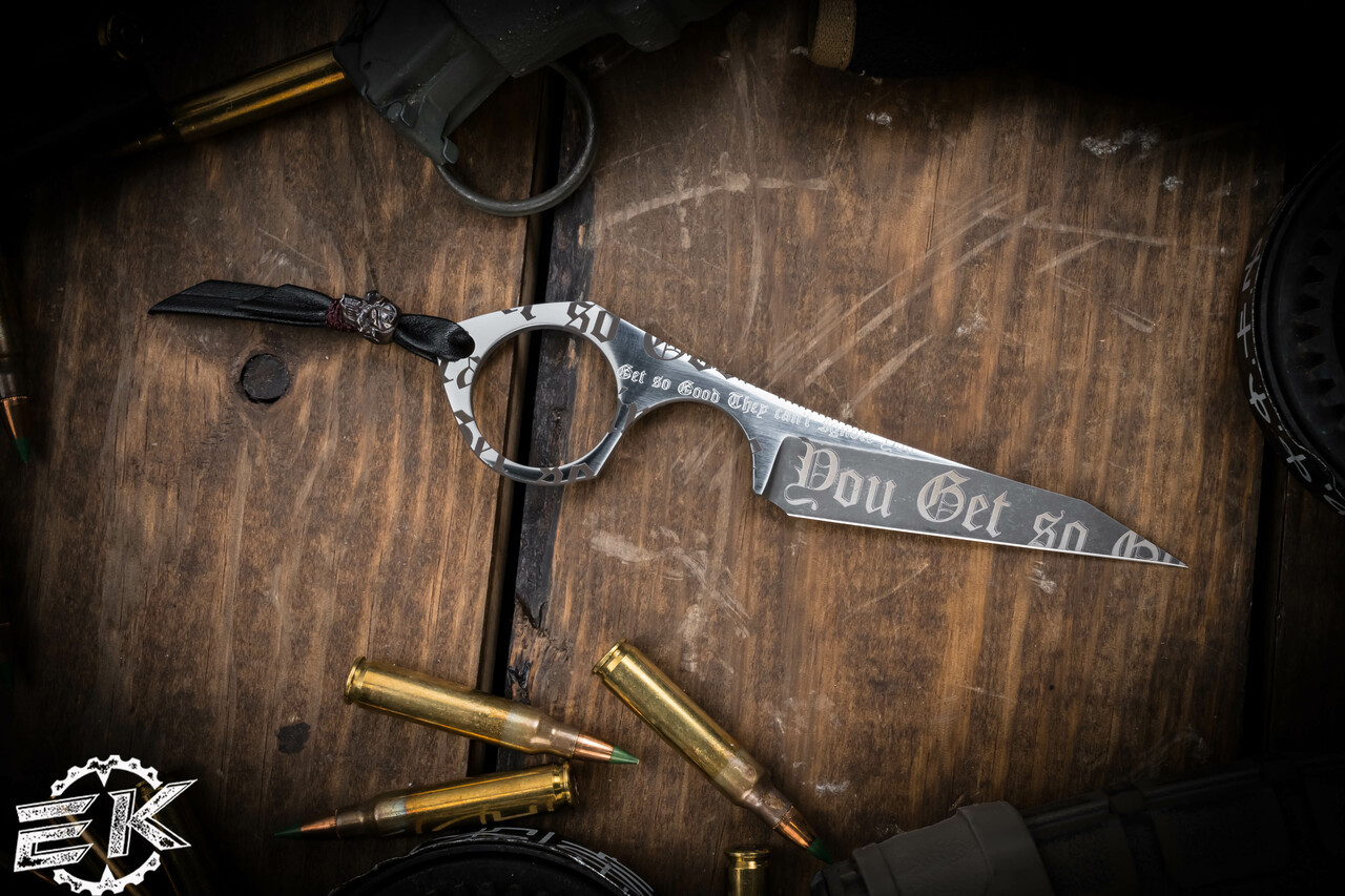 Bastinelli Knives Custom "KARMA" GSG Engraved Satin Polish Handle 2.5 ...