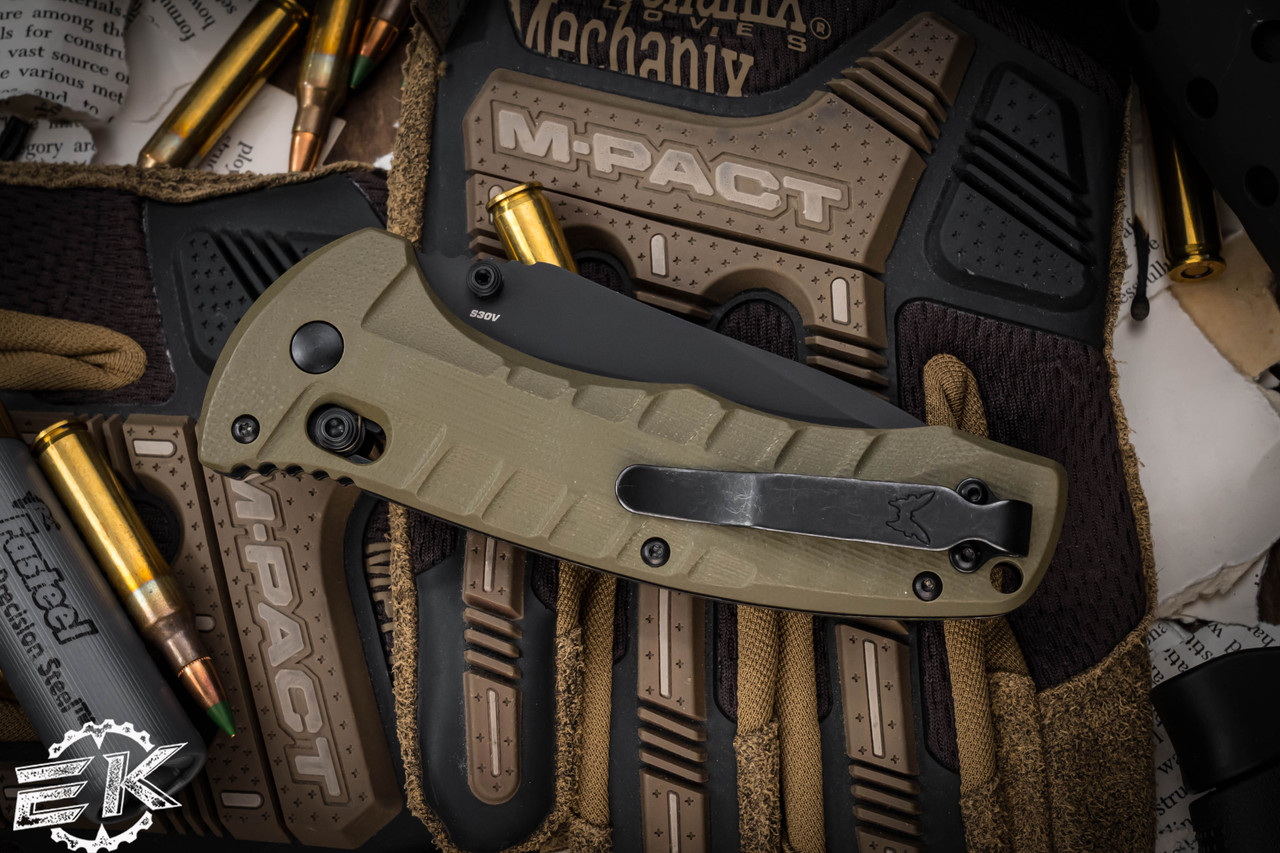 Benchmade Turret AXIS Lock Knife OD Green G10 3.7" Black Serrated ...