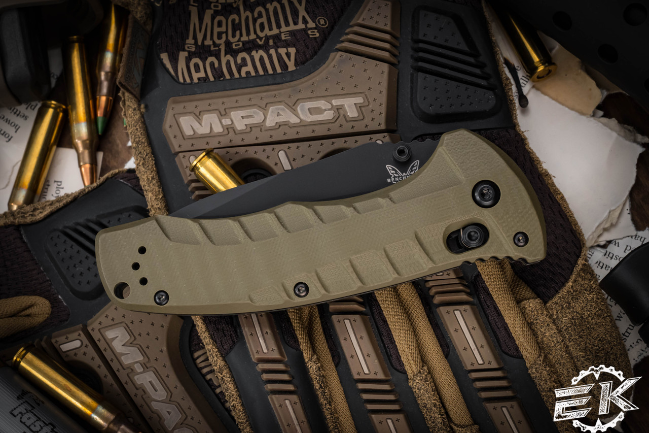 Benchmade Turret AXIS Lock Knife OD Green G10 3.7" Black Serrated ...