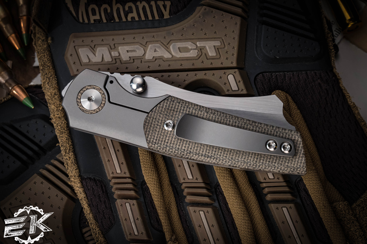 Berg Blades Mini Barber Titanium/Micarta 2.75" Cleaver Hand Rubbed ...