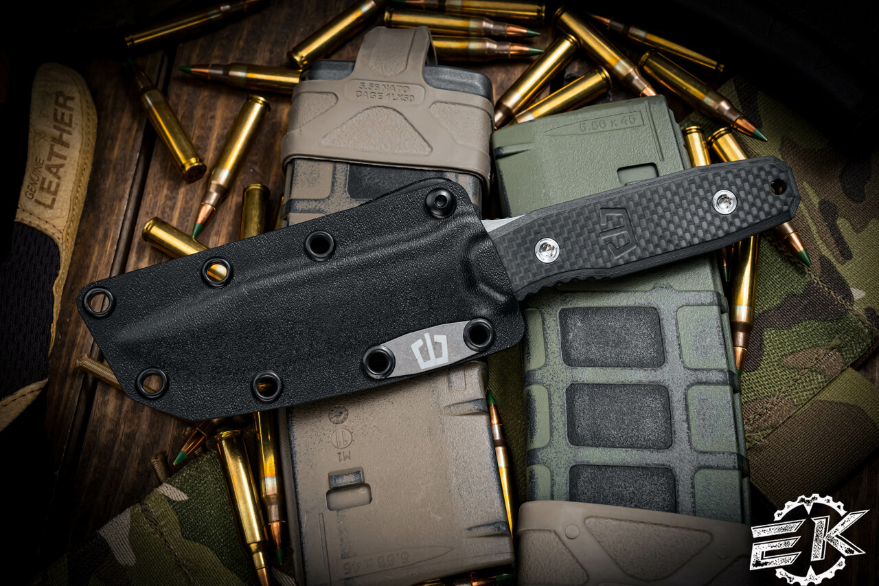 Blackside Customs Plan B Fixed Blade Knife Carbon Fiber 4" Stonewash ...