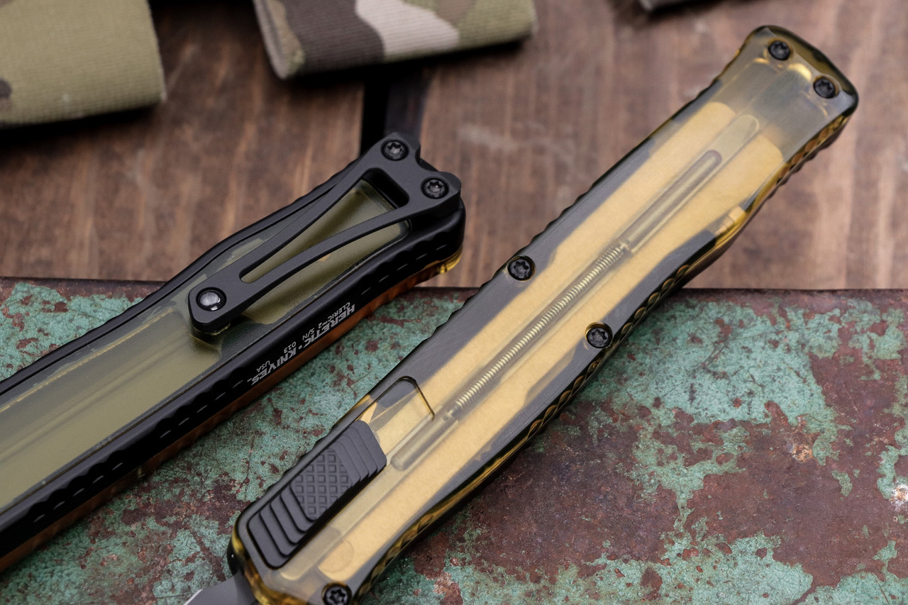 Heretic Knives "Cleric 2" OTF Knife Ultem Handle 4.25" Black Dagger ...