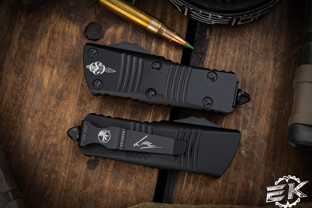 Microtech Troodon Mini OTF Automatic Knife 1.9" Hellhound Black 819-1TS