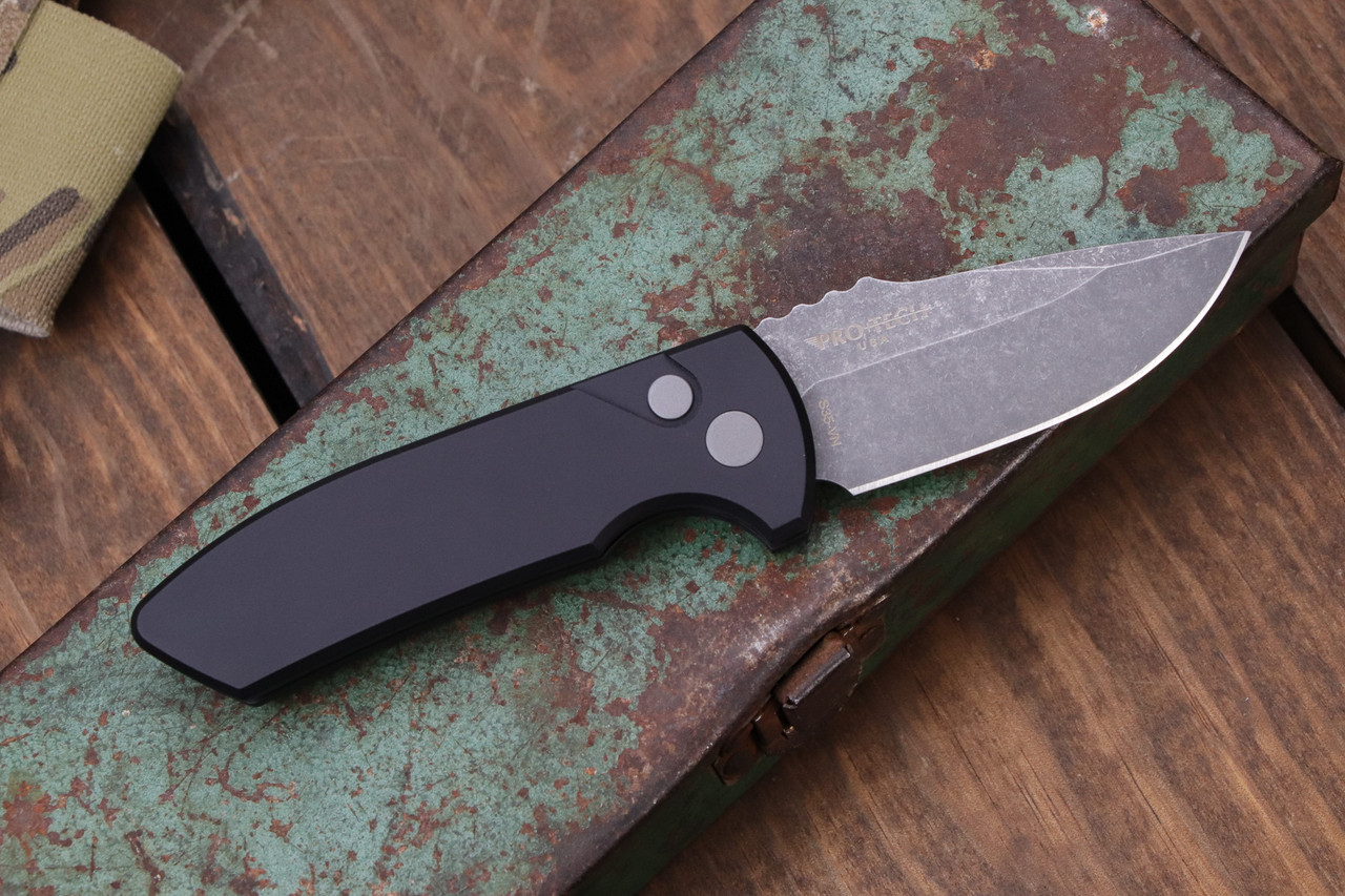 Protech Sbr Left Hand Short Bladed Rockeye Automatic Knife Black 25