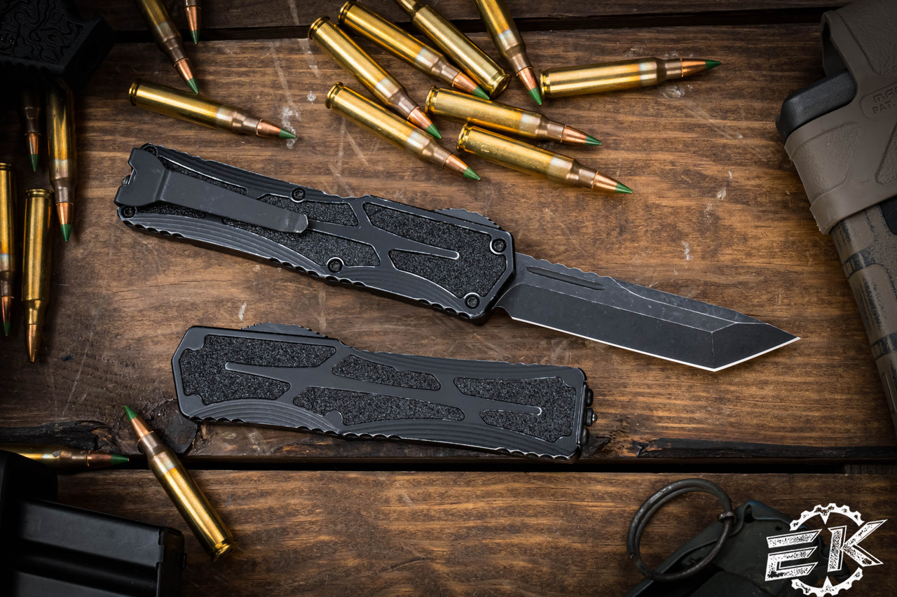 Heretic Knives Colossus Battleworn Handle Otf Knife Battleworn Black