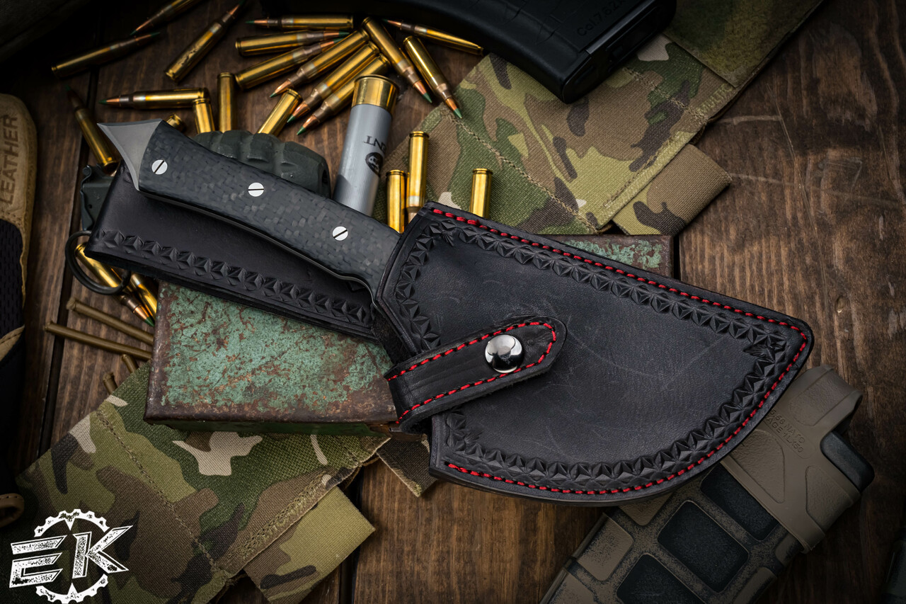 Cory Vallotton Prototype Dreadnaught Fixed Blade Knife Carbon Fiber 4.5 ...