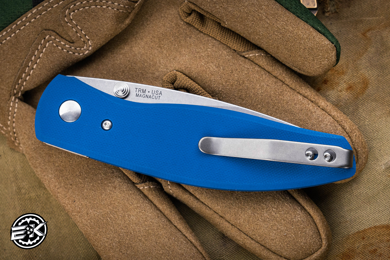 Three Rivers Manufacturing ATOM Folding Knife Royal Blue Flat G10 3.5 ...