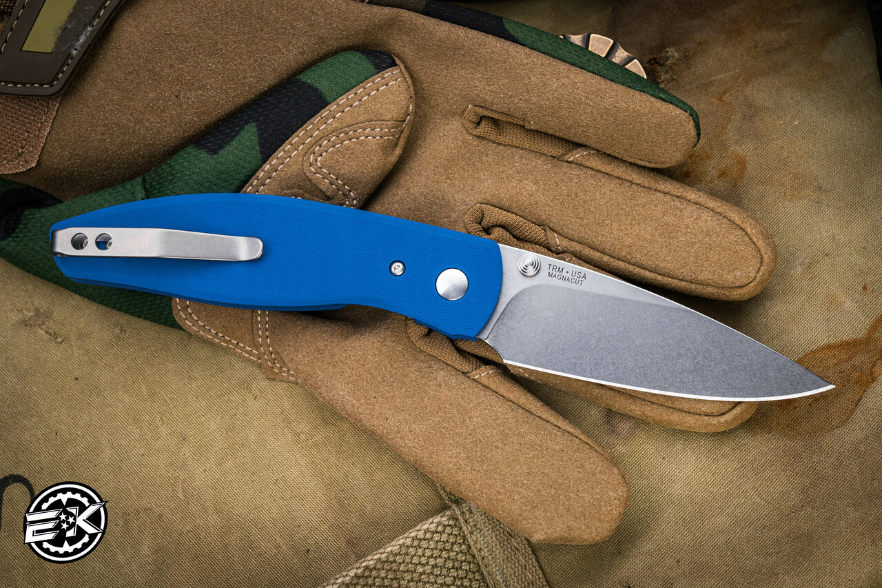 Three Rivers Manufacturing ATOM Folding Knife Royal Blue Flat G10 3.5 ...