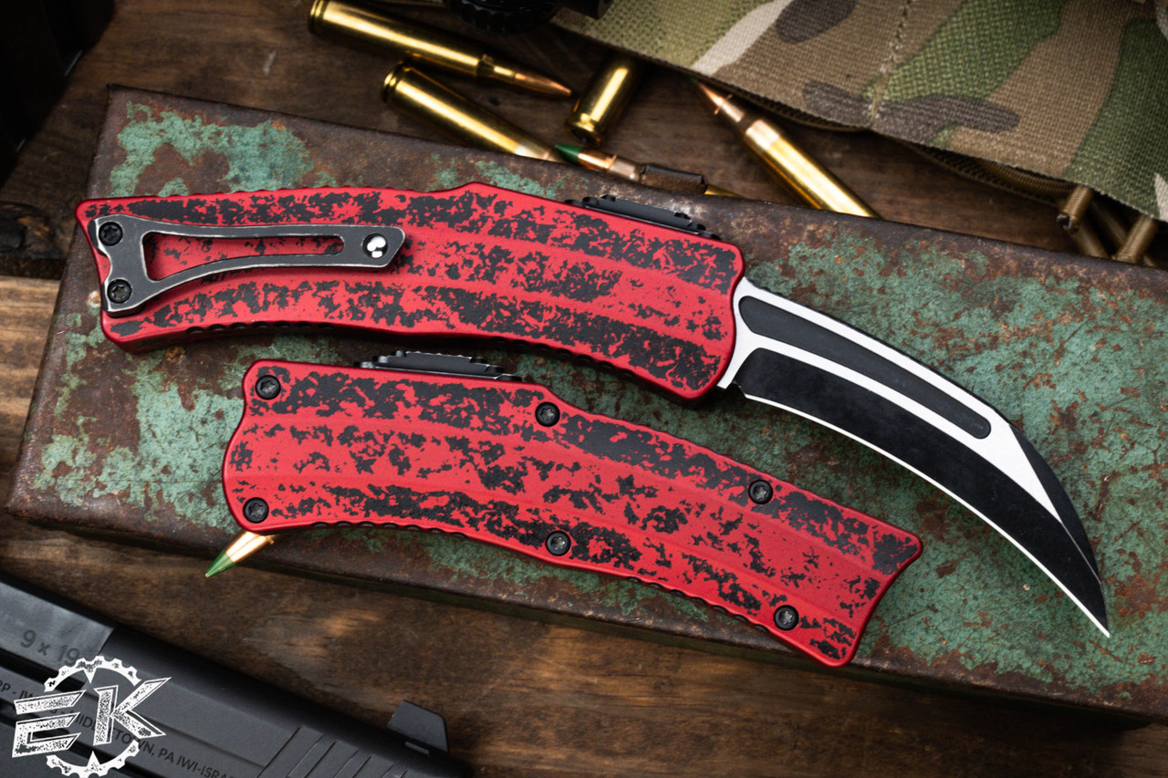 Heretic Knives Roc Otf Automatic Knife Red 3 Two Tone Battle Black