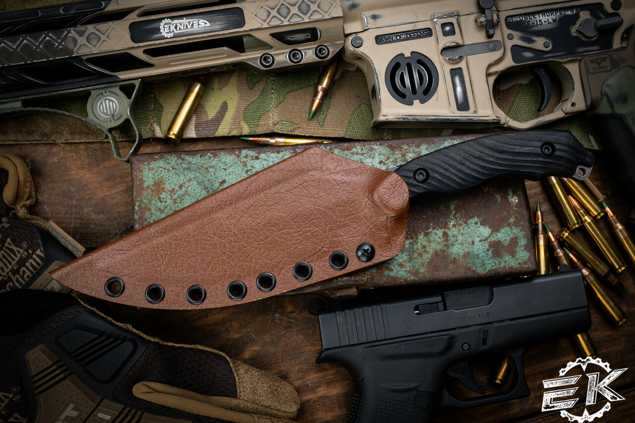 Toor Knives Raven Outlaw Ebony Fixed Blade Knife 5.5" Black Oxide Brown ...