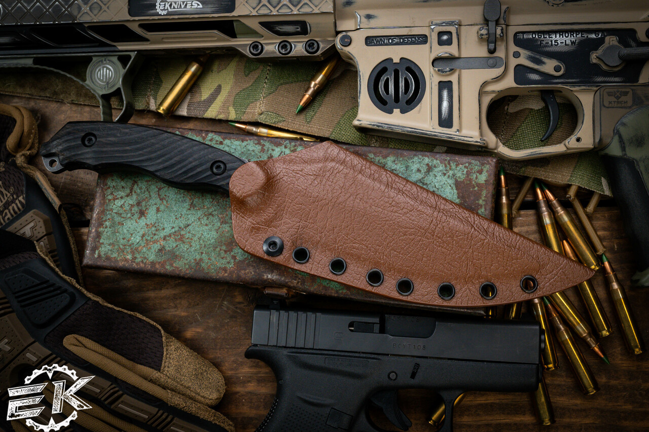 Toor Knives Raven Outlaw Ebony Fixed Blade Knife 5.5" Black Oxide Brown ...