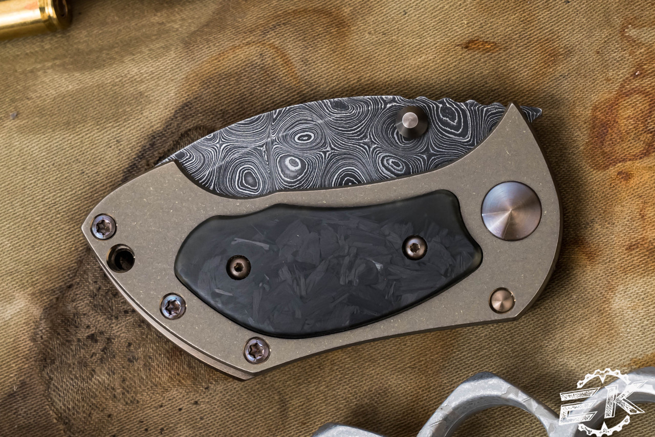 Neil Blackwood Pimpsqueak Titanium/Carbon Fiber Inlay 2.5" Damascus ...