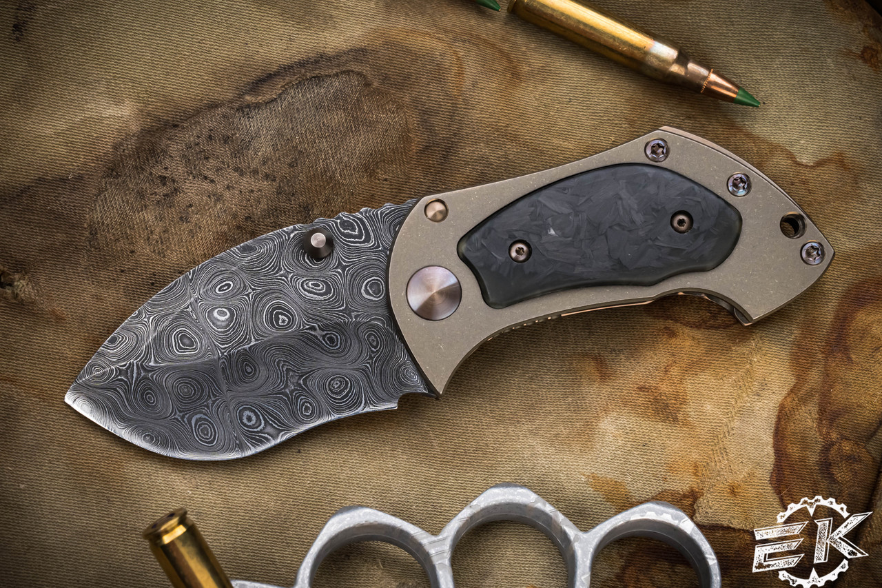 Neil Blackwood Pimpsqueak Titanium/Carbon Fiber Inlay 2.5" Damascus ...
