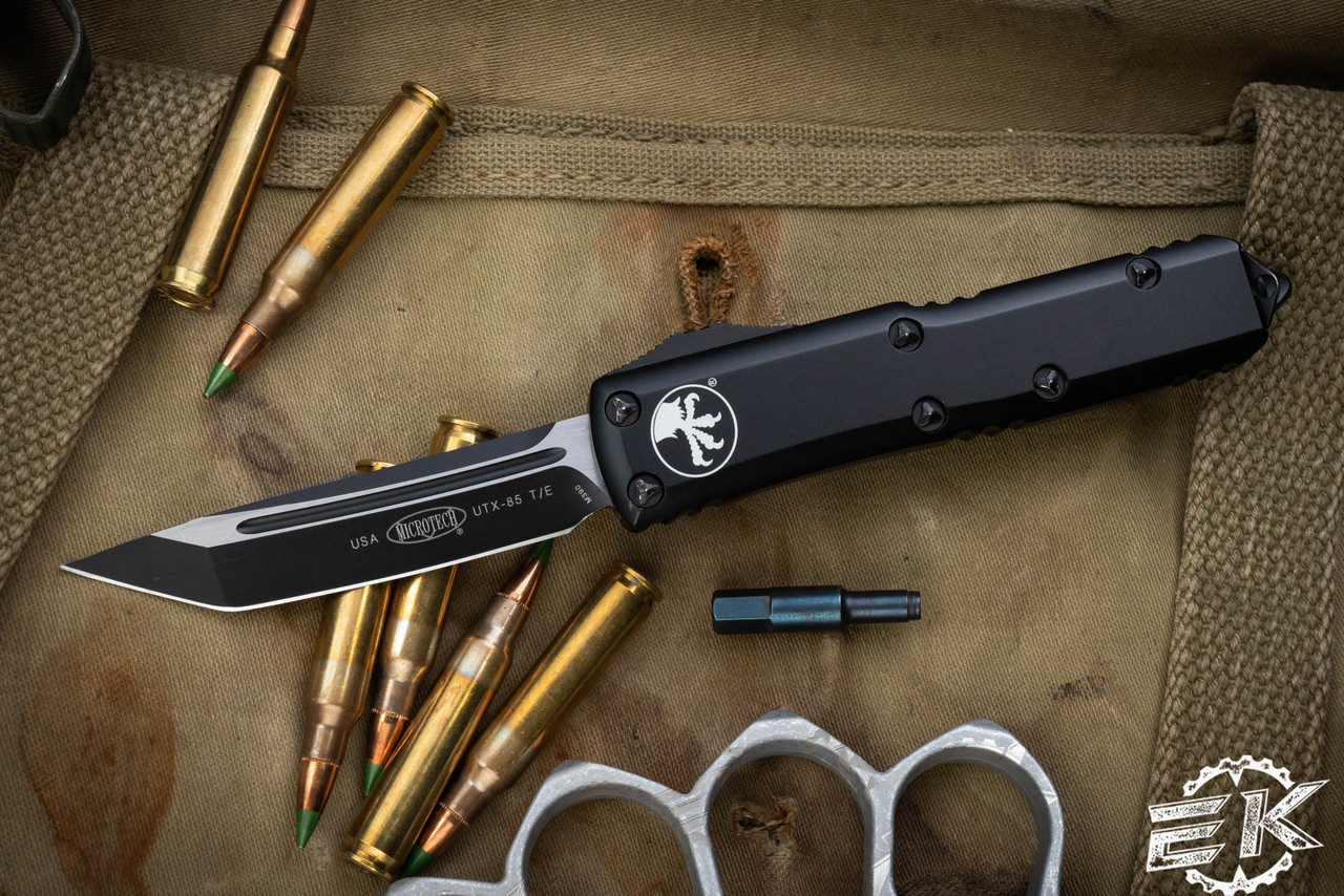 Microtech Utx 85 Otf Automatic Knife 3 Tanto Black 233 1t Preowned