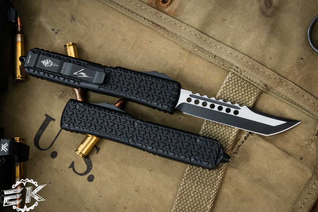 Microtech Ultratech Tri Grip Hellhound OTF Automatic Knife Black ...