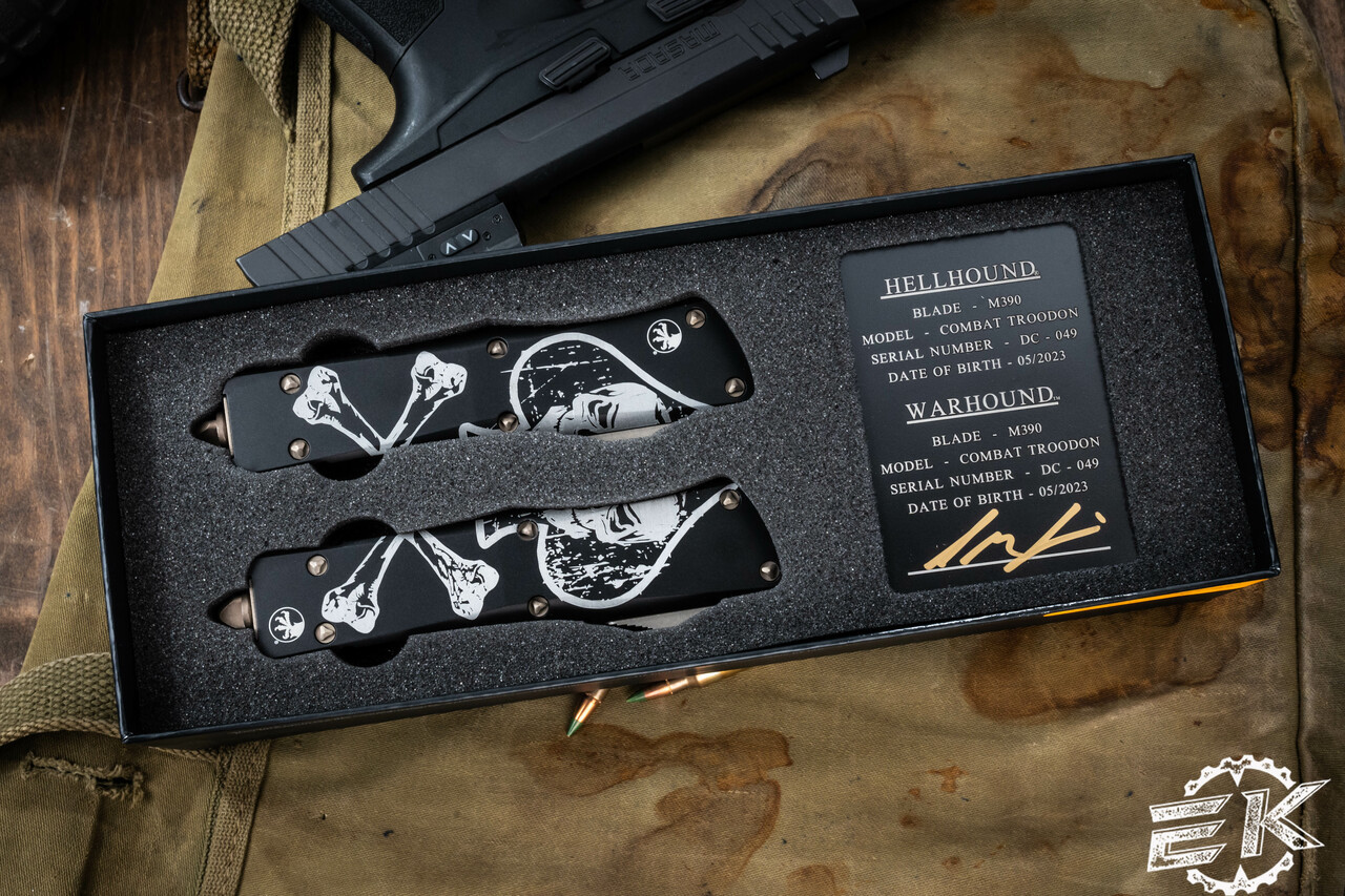 Microtech Combat Troodon Death Card Hellhoundwarhound Knife Set 38