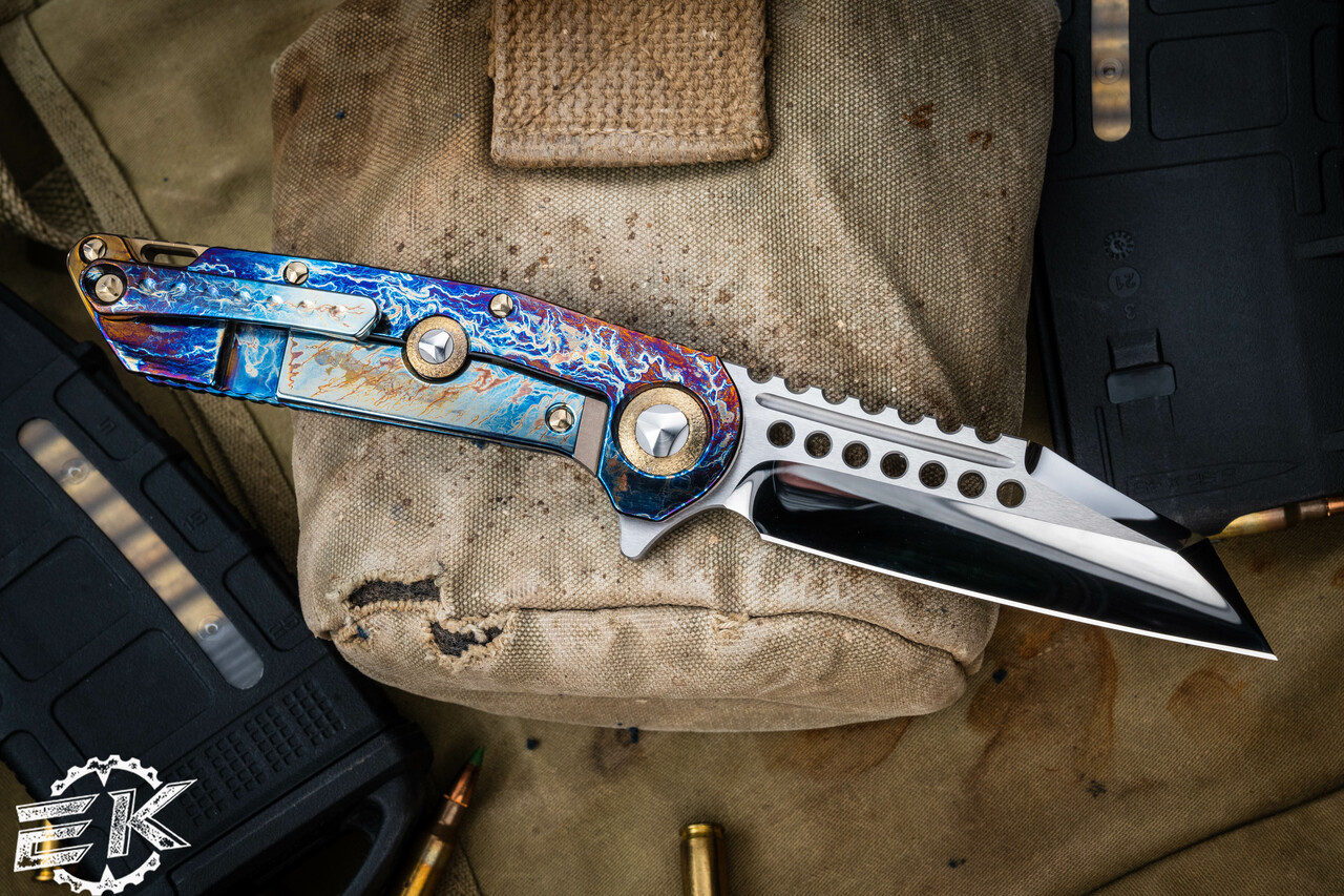 Marfione Custom Warhound Folder Galactic Acid Titanium, Bronze Accents ...