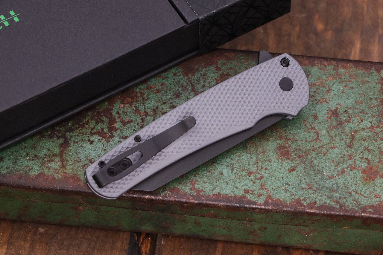 Protech Malibu Manual Flipper Button Lock Knife Textured Grey 325 Dlc