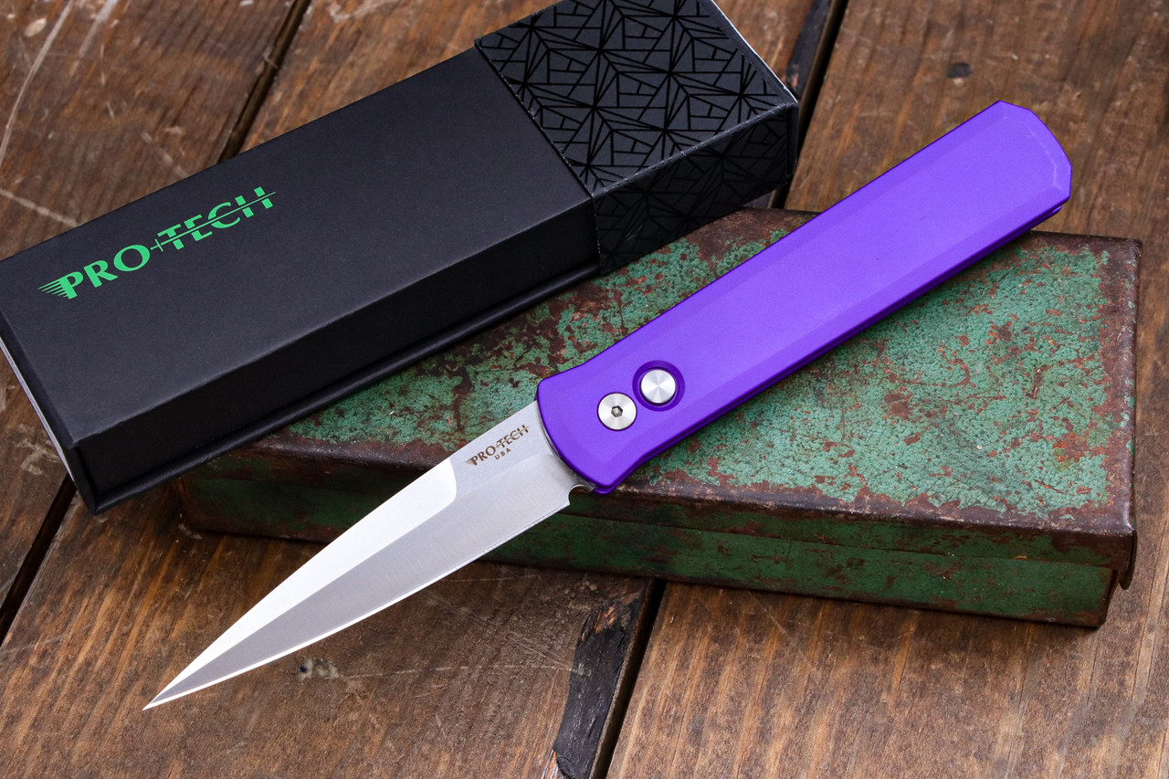 Protech Godfather Automatic Folding Knife Purple 4 Bayonet Satin 921