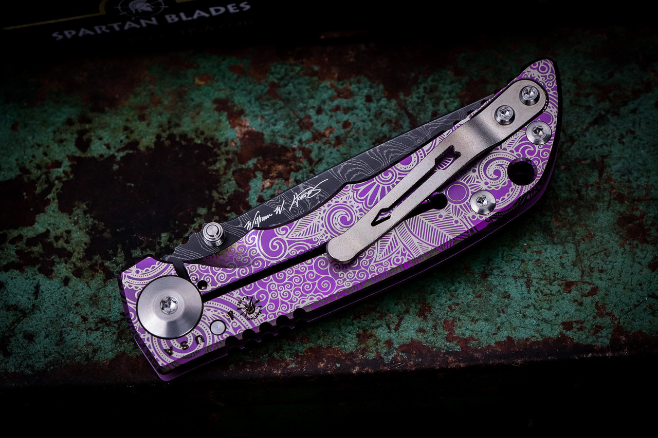 Spartan Blades Custom Harsey Folder "Paisley Pink" 3.25" Drop Point ...