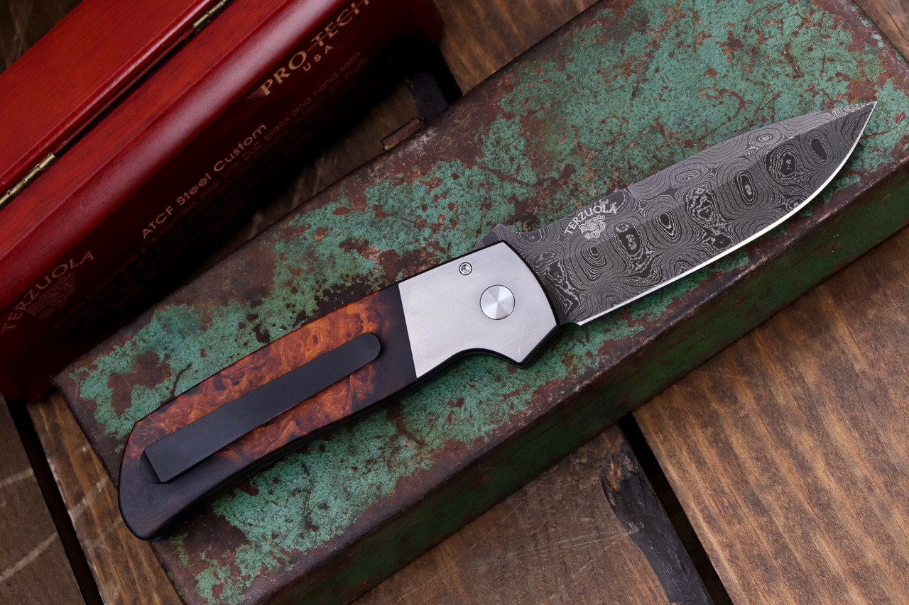 Protech Terzuola Atcf Custom 416 Stainless Dlcsatin Ironwood Inlay 3