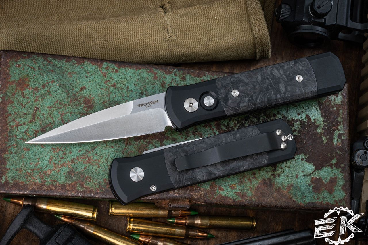 Protech Godson Automatic Folding Knife Dark Matter Fatcarbon 315