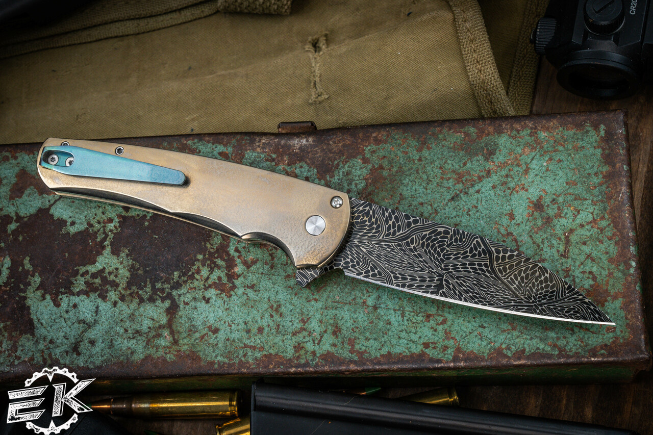 Protech Malibu Custom Titanium Knife Bronze W Abalone Inlays 325