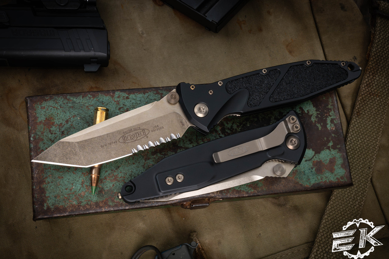 Microtech Socom Elite Manual Folding Knife 4 Tanto Bronze Serrated 161 14