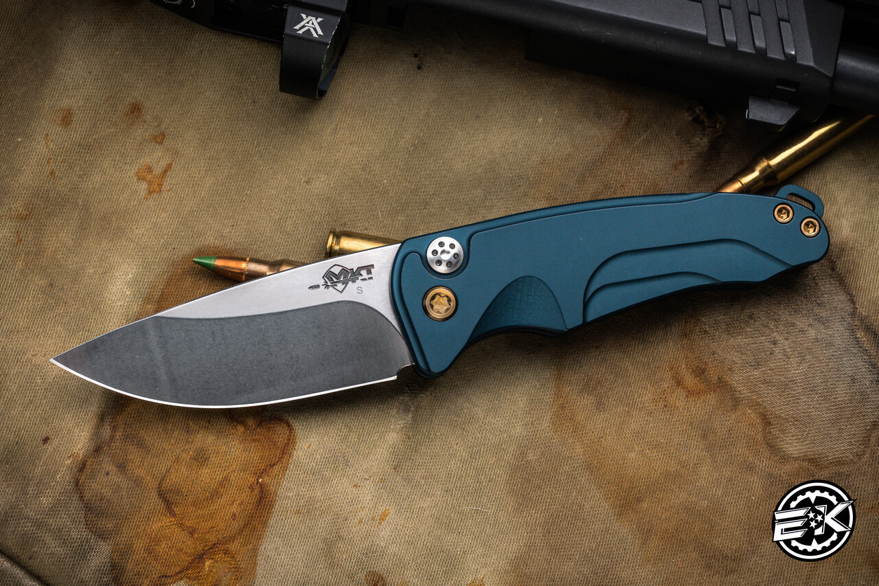Medford Smooth Criminal Automatic Folding Knife Blue 3" Drop Point Tumbled