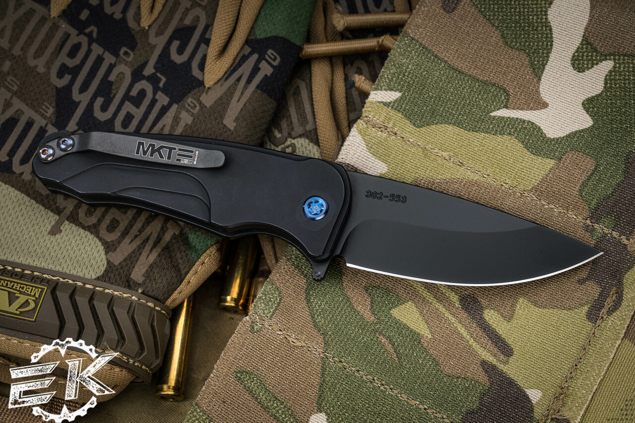 Medford Smooth Criminal Button Lock Flipper Knife Black 3" Drop Point PVD