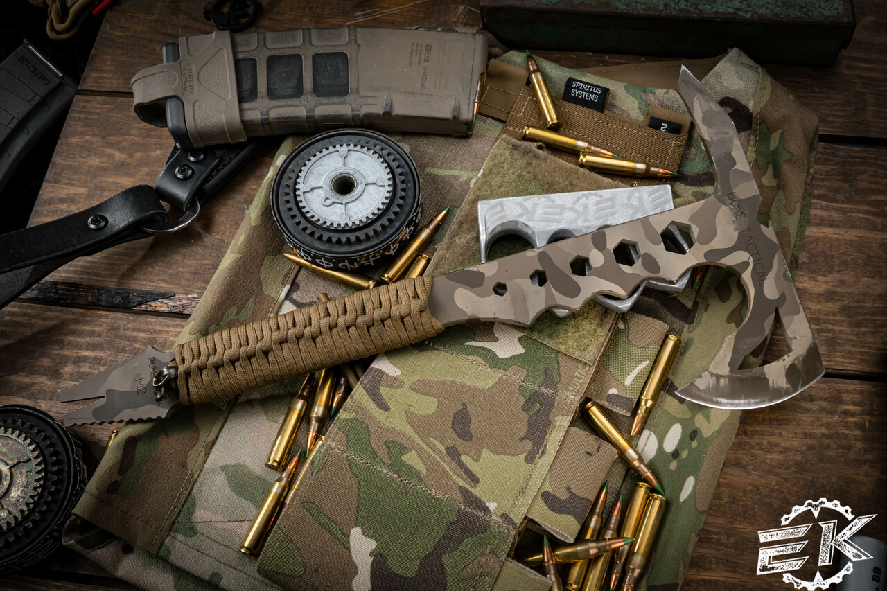 Bone Tactical "Bone Hawk" Tomahawk Camo Cord Wrapped 13" (Preowned)