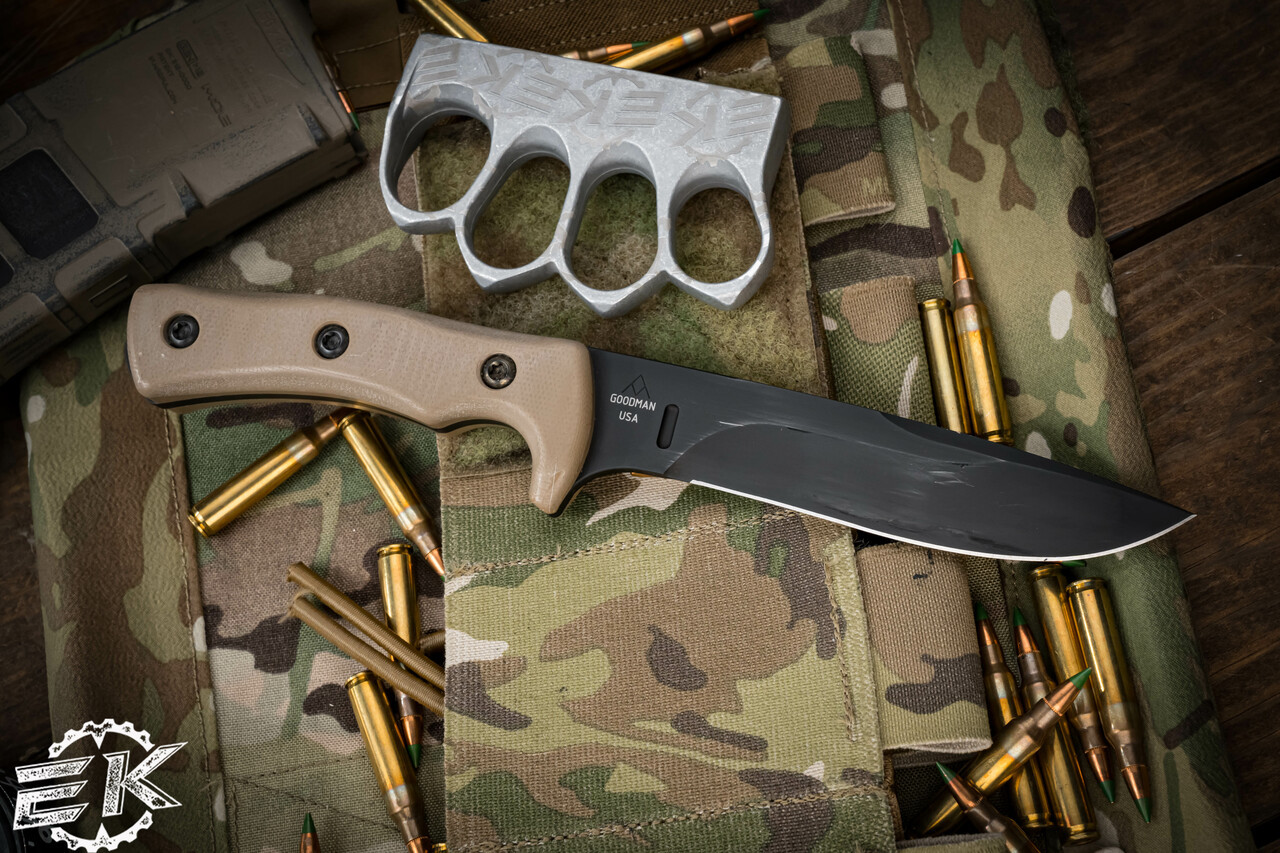 Abraham & Moses Goodman Spec Ops Combat Fixed Blade Left Hand Desert ...