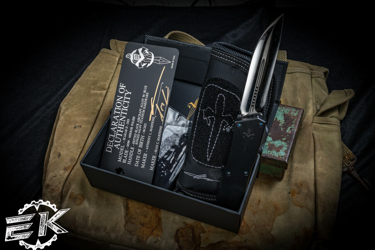 Marfione Custom Scarab Ii Otf Automatic Knife Blue Ringed Hw 4 De S