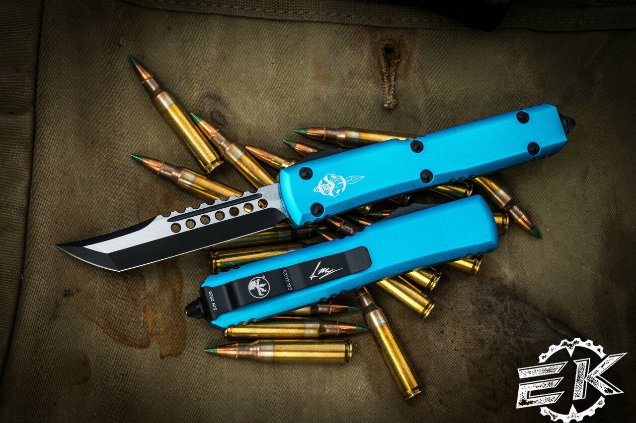Microtech Ultratech Turquoise Hellhound Otf Automatic Knife 34 Black