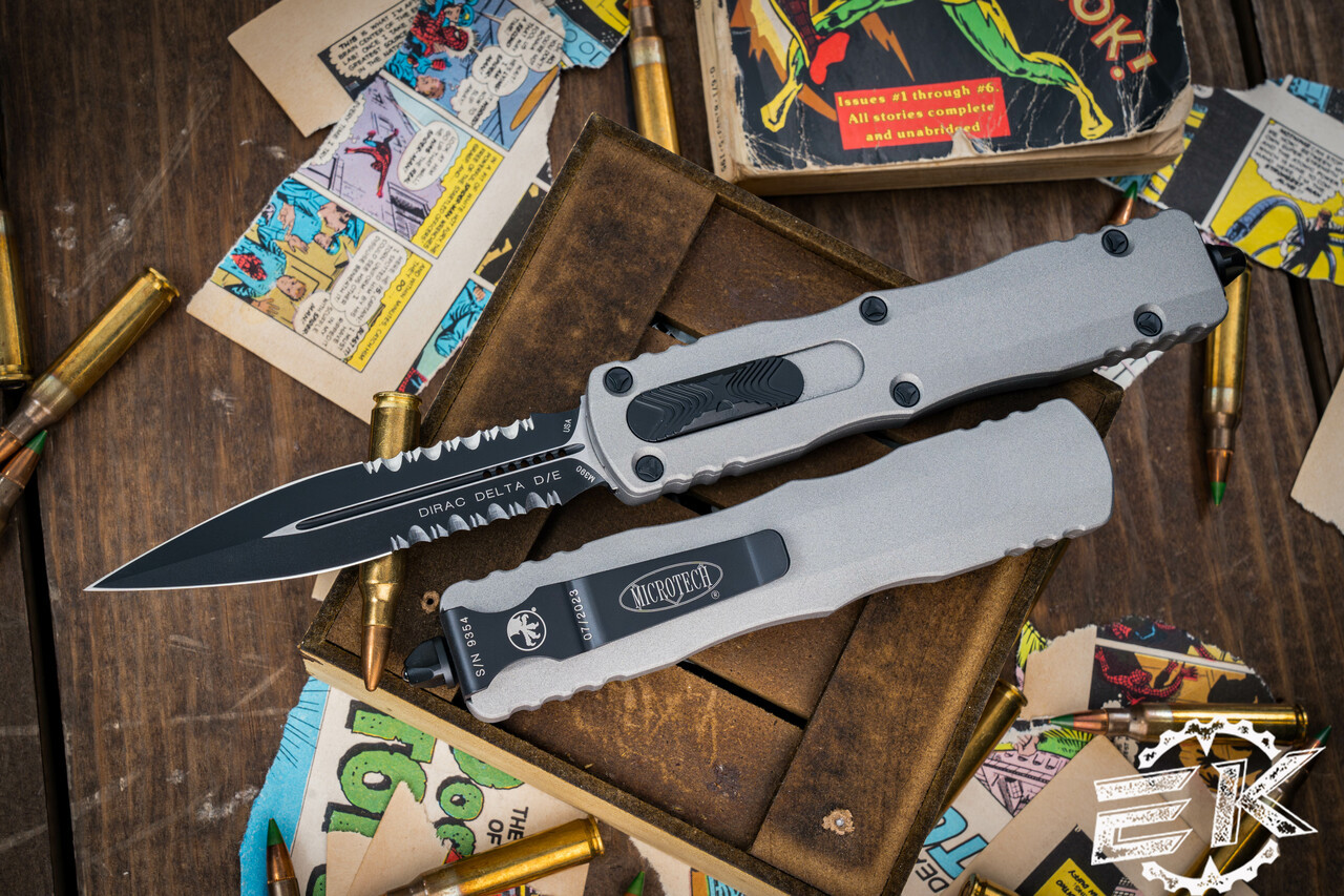 Microtech Dirac Delta Otf Automatic Knife Gray 375 Dagger Black