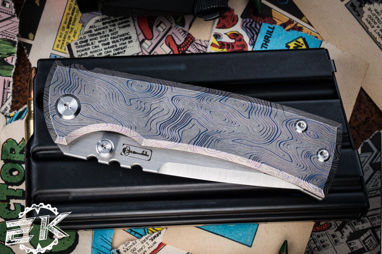 Chaves Knives Ultramar Redencion Street Blue "Topo Pattern" Titanium ...
