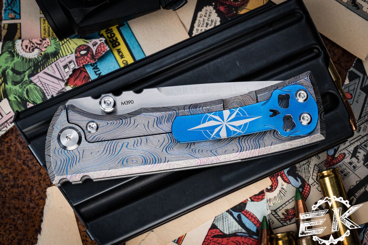 Chaves Knives Ultramar Redencion Street "Topo Pattern" Blue Titanium ...