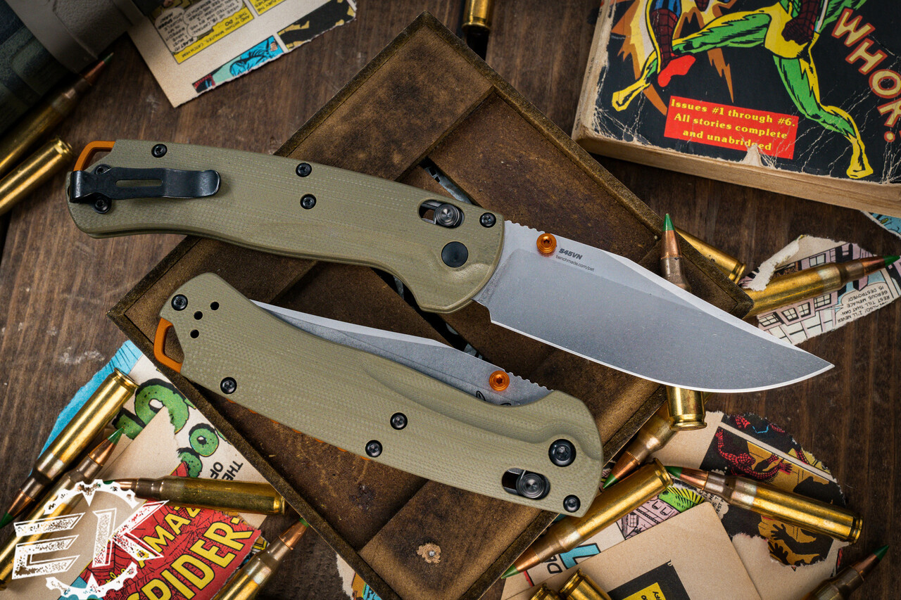 Benchmade Taggedout AXIS Lock Folding Knife OD Green G10 3.5" Satin 15536