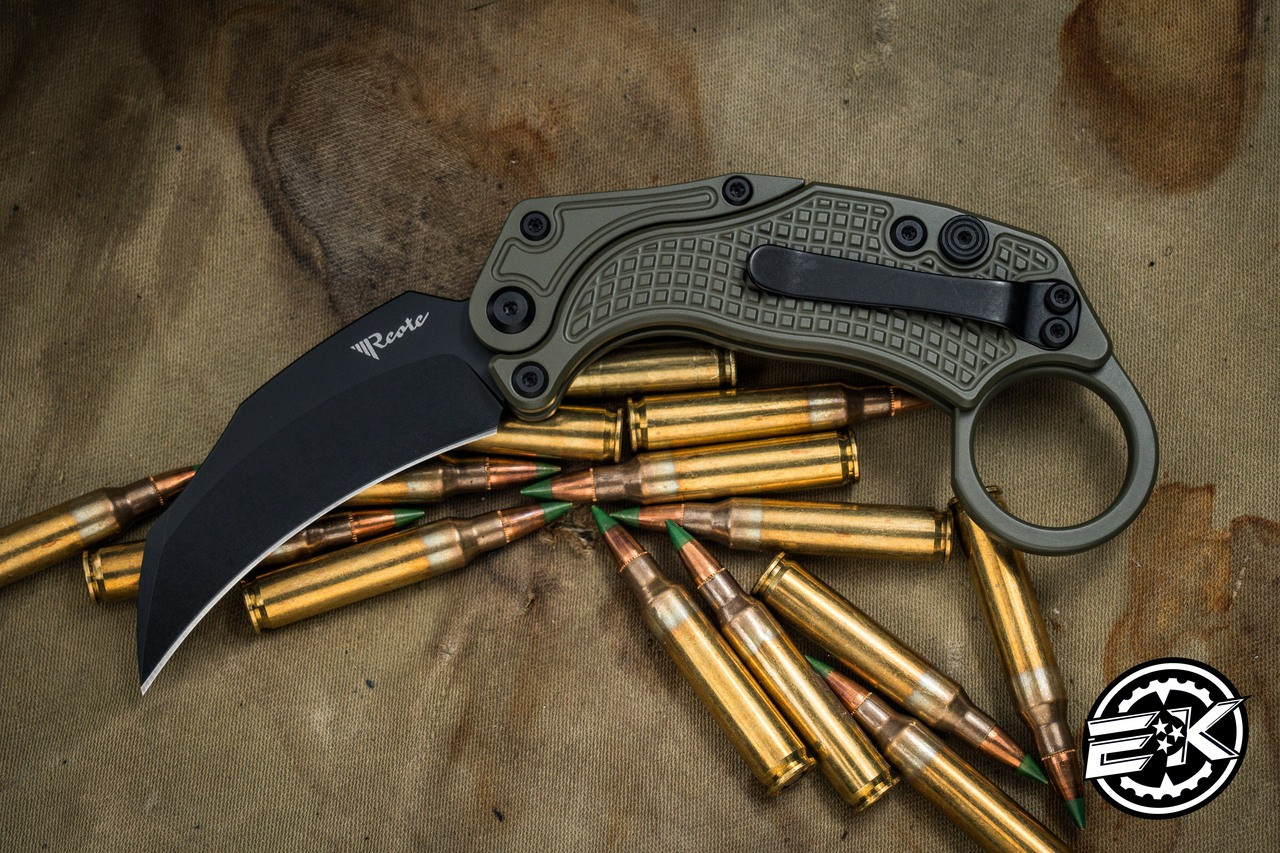 Reate Exo K Karambit Button Lock Knife Od Green Aluminum 3 Pvd