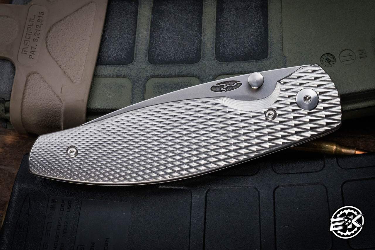Three Rivers Manufacturing ATOM Folding Knife Diamond Texture Titanium ...