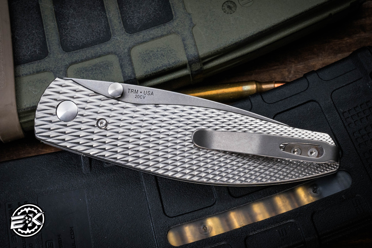 Three Rivers Manufacturing ATOM Folding Knife Diamond Texture Titanium ...